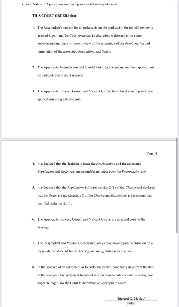 Federal CRT. rules JFT contravened Constitution/Charter rights by ...