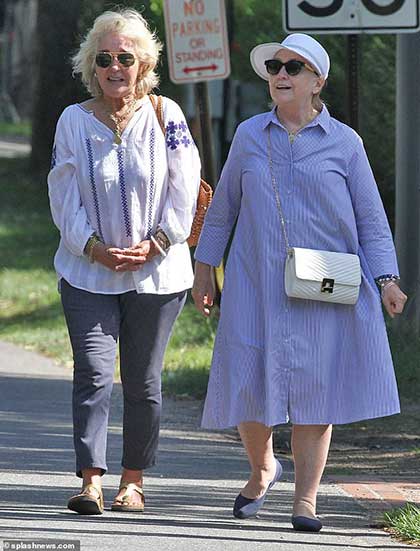 DailyMail: Hillary and her friend enjoy a late summer stroll in the ...